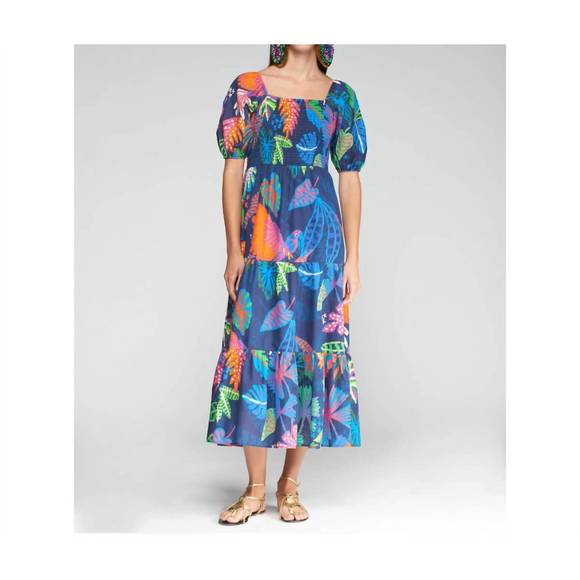 Vilagallo | Dresses | New Vilagallo Jungle Tropical Print Midi Dress In ...